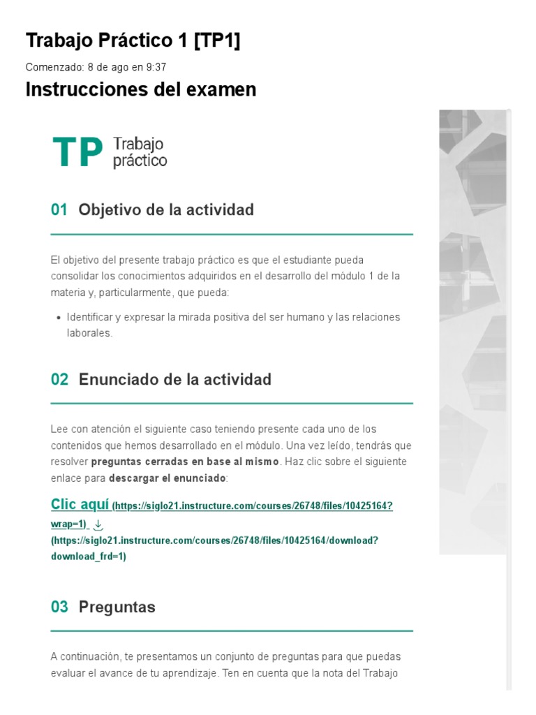 Examen - Trabajo Práctico 1 (TP1) 92,5 % GRUPO Y LIDERAZGO | PDF | Negocios | Relaciones ...