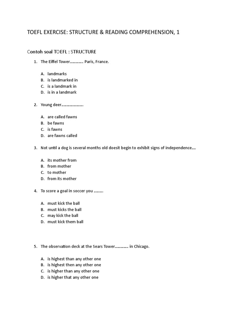 Toefl Exercise | PDF