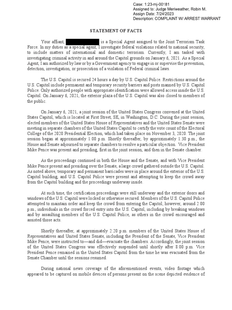 Anna Lichnowski Statement of Facts | PDF | United States Capitol ...