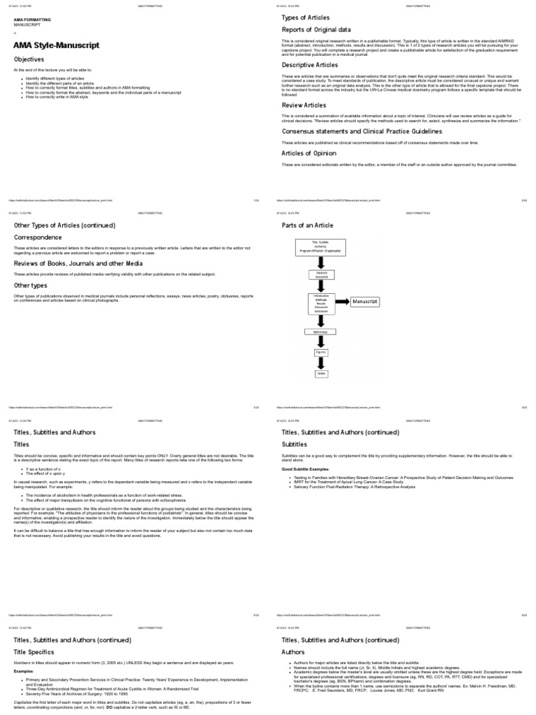 AMA Formatting Guidelines for Manuscripts | PDF