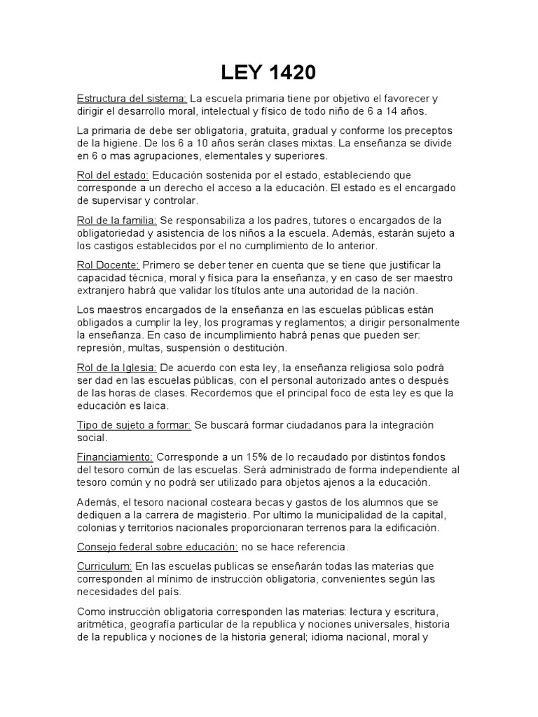 Ley 1420 | PDF