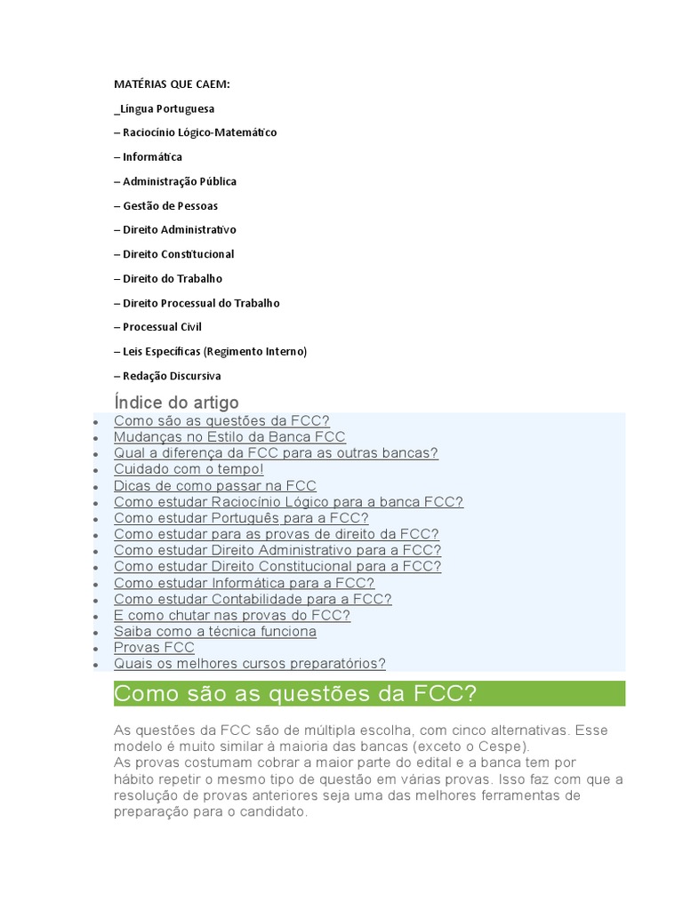 Dicas Sobre FCC | PDF