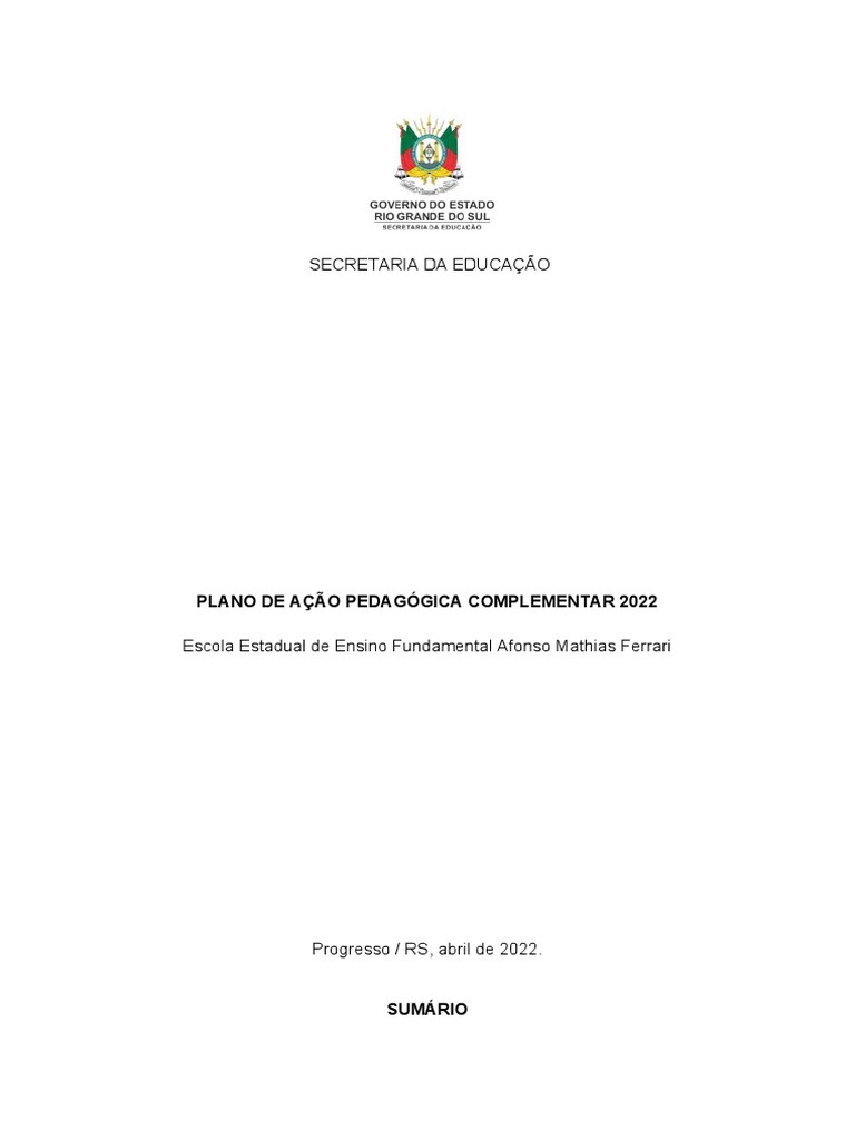 Plano de Ação 2022 - Afonso Mathias Ferrari | PDF