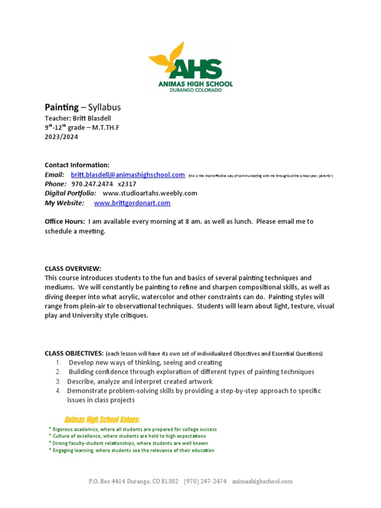 Painting Syllabus | PDF | Paintings | Behavior Modification