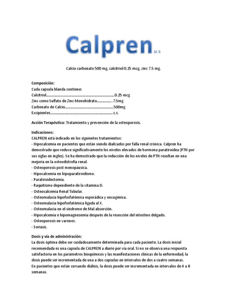 Suplemento CALPREN: Calcio y Vitamina D | PDF | Salud y bienestar