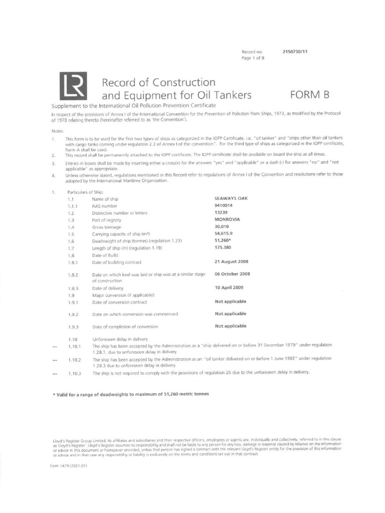 13a. IOPP Cert Supplement (Form B) | PDF