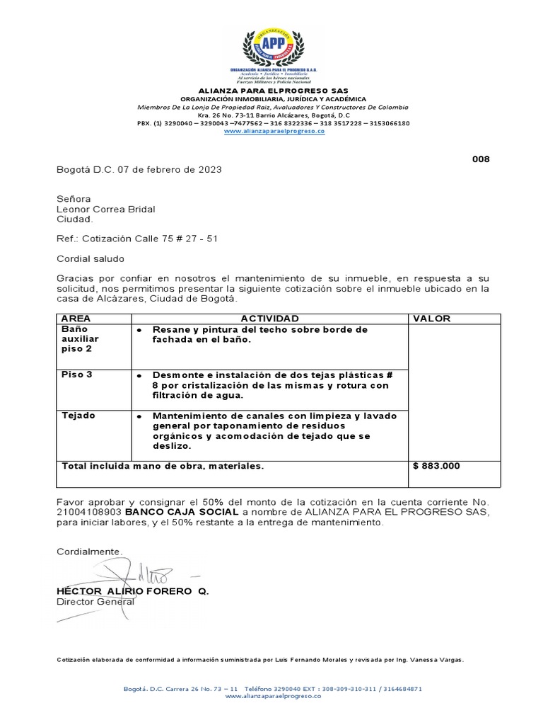 008 COTIZACION SRA LEONOR | PDF