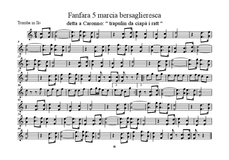 Fanfara 5 Marcia Bersaglieresca Tromba in Sib | PDF