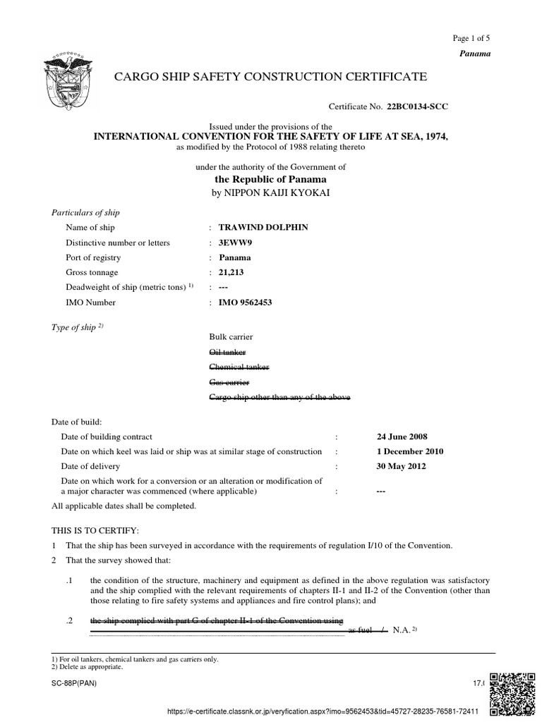 Tanker Safety Certificate | PDF | Oil Tanker | Ships