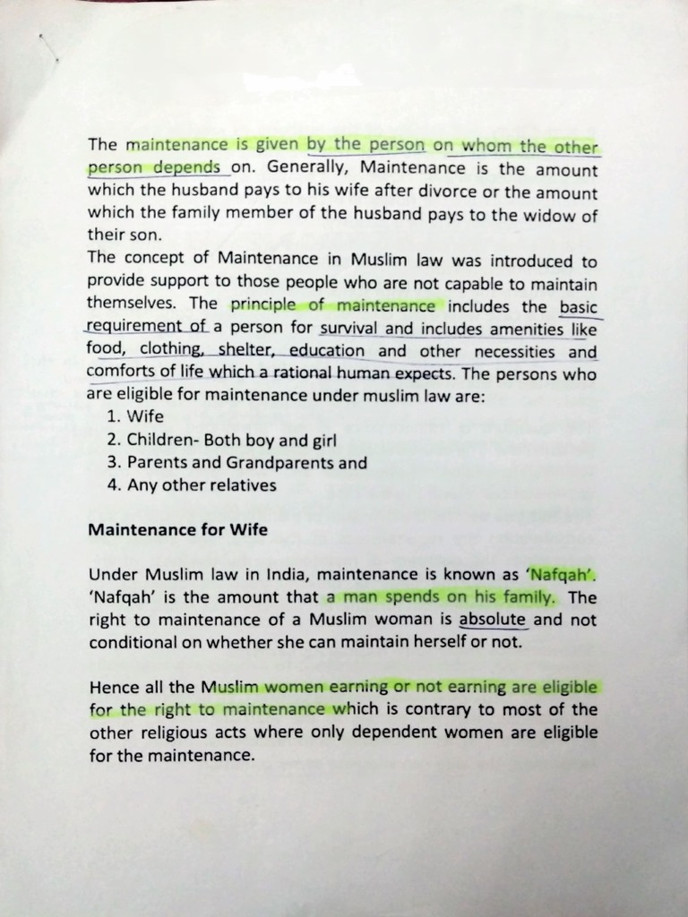 Muslim Maintenance Laws Explained | PDF | Politics | Law