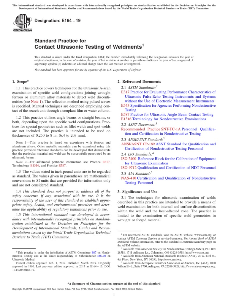 Astm E-164 (2019) | PDF | Nondestructive Testing | Mechanical Engineering