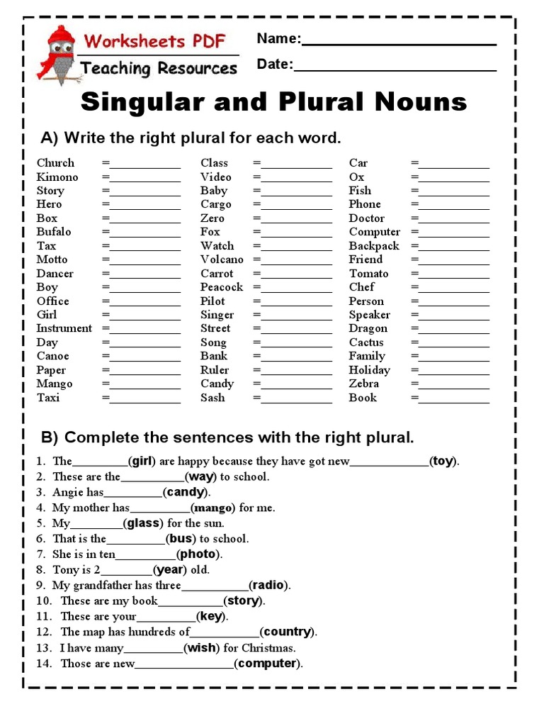 Singular and Plural Nouns | PDF