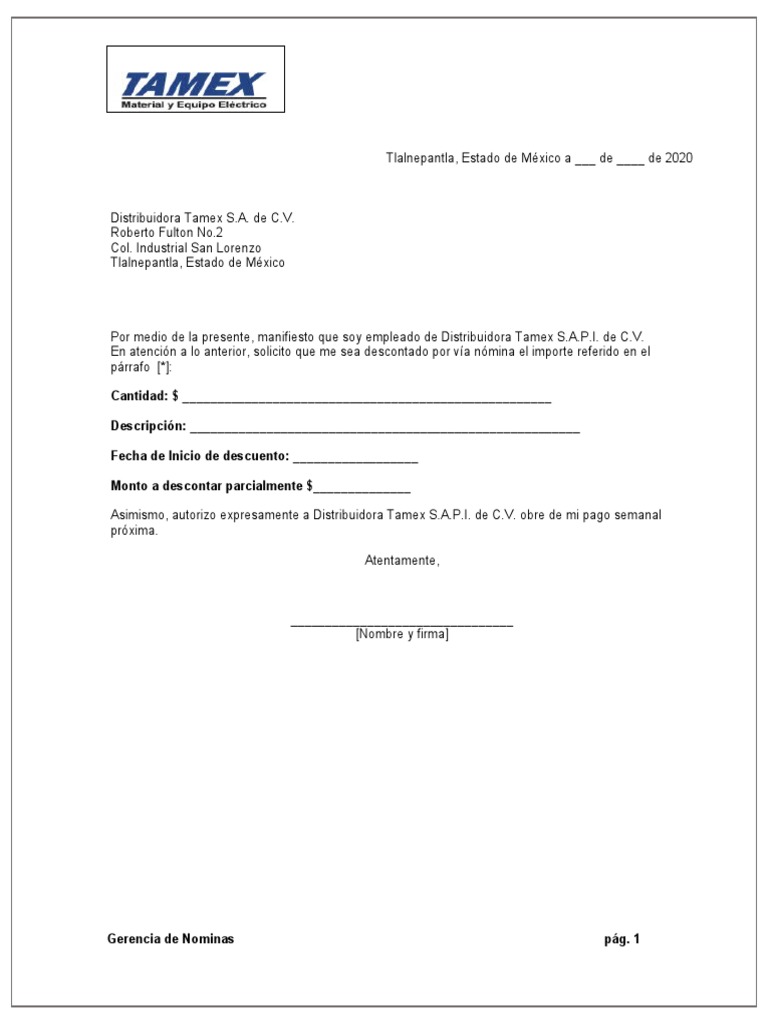 Formato Solicitud de Descuento A Empleados COMERCIAL | PDF