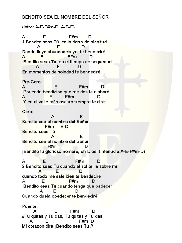 Bendito Sea El Nombre Del Señor | PDF