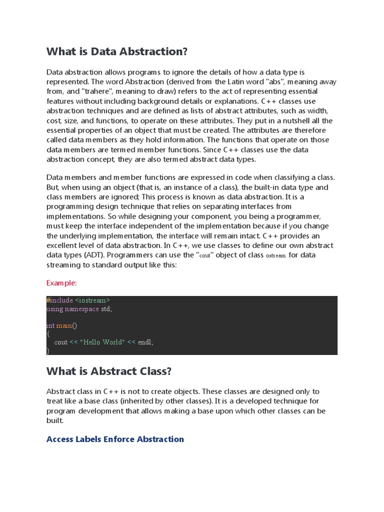 Data Abstraction Pdf Class Computer Programming C