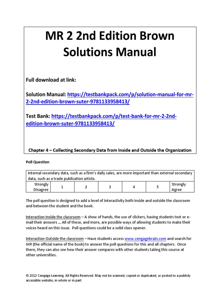 MR 2 2nd Edition Brown Solutions Manual 1 | PDF | Grocery Store | Marketing