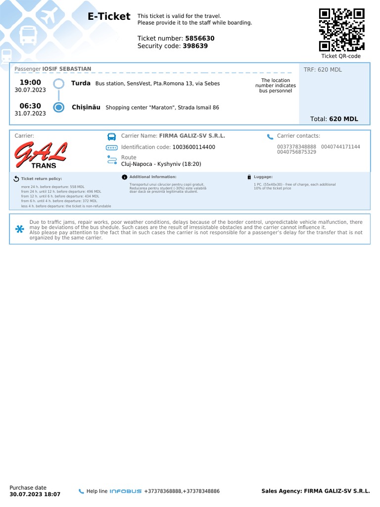 Ticket 5856630 | PDF | Transport