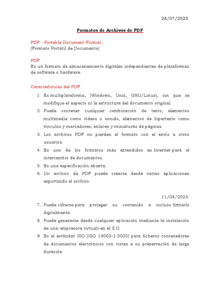 Formato de Archivos de PDF | PDF