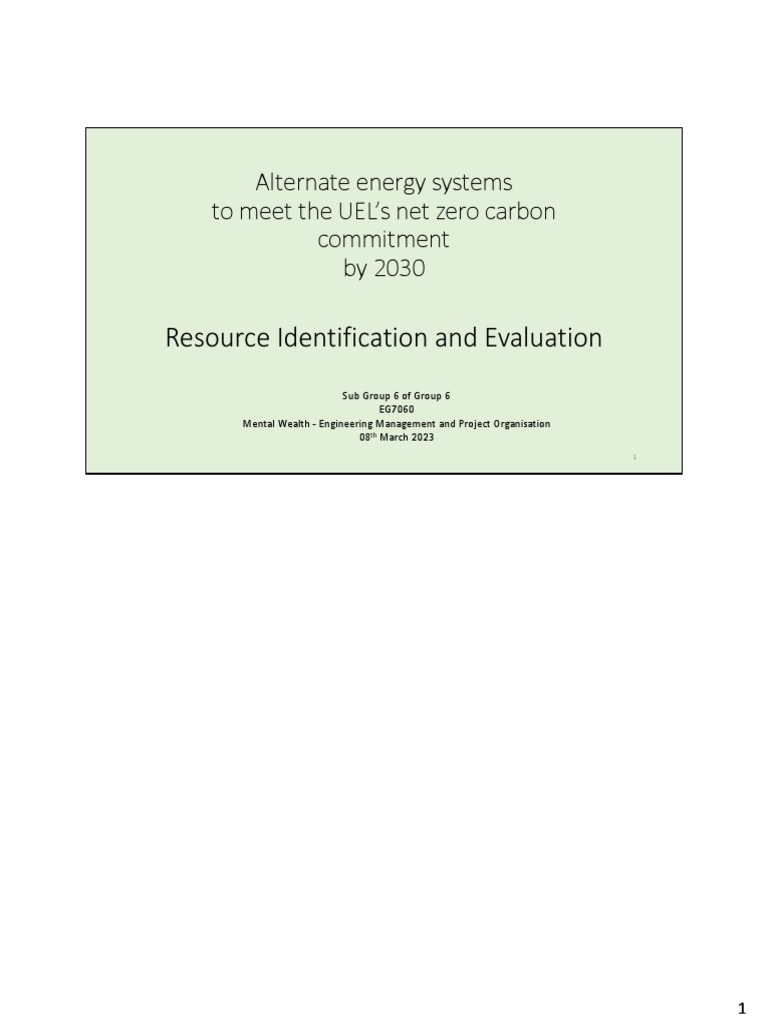 UEL Renewable Energy Resource Identification and Evaluation | PDF ...