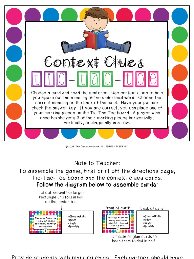 Context Clues: © 2016. The Classroom Nook. ALL RIGHTS RESERVED | PDF