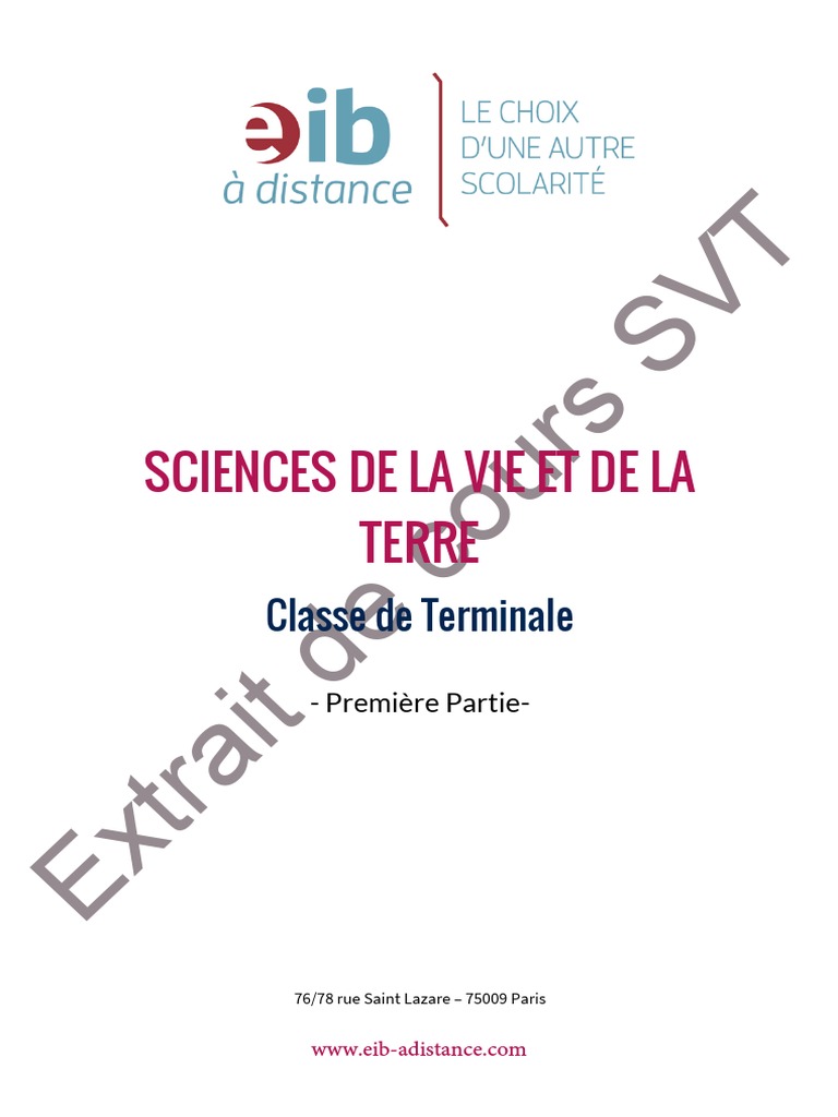 Extrait de Cours Tale SVT | PDF