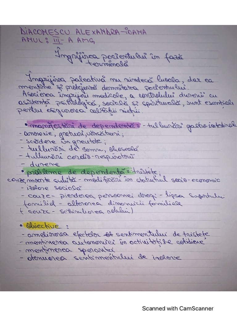 Îngrijirea Pacientului in Faza Terminala-Diaconescu Alexandra Ioana AMG III A | PDF