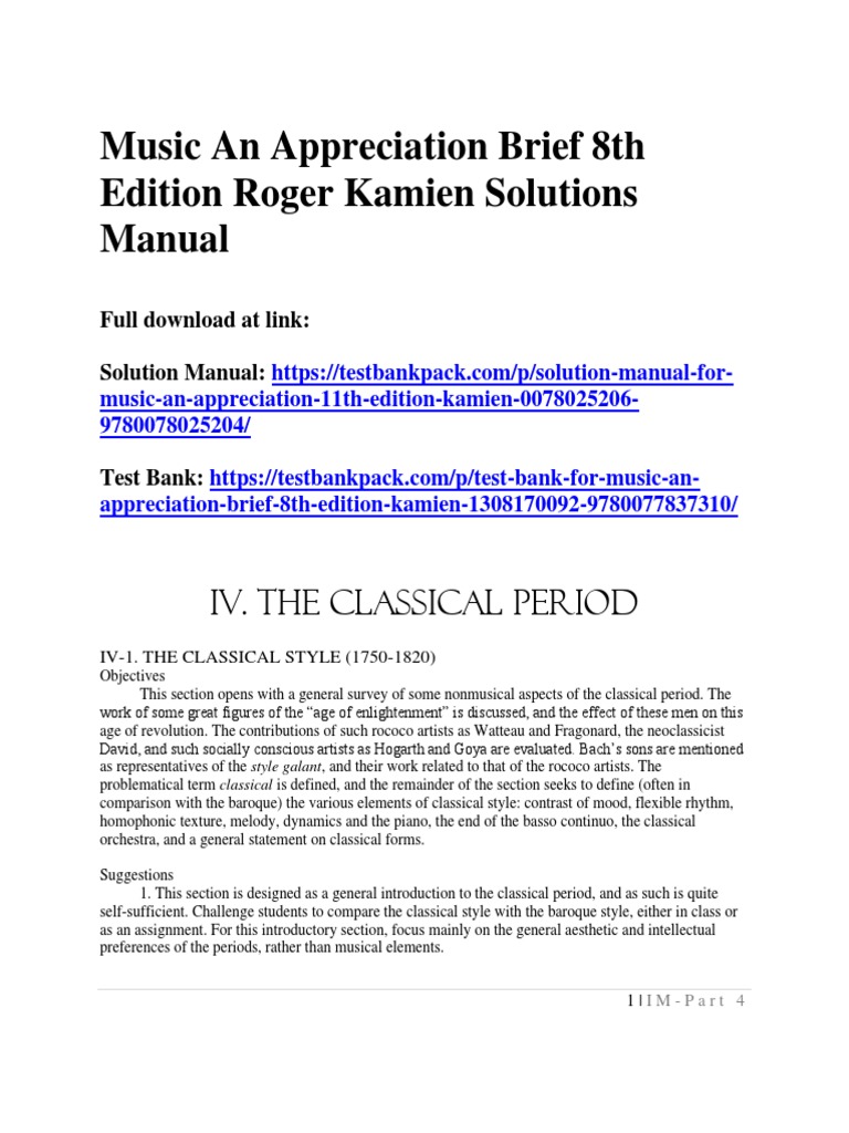 Music An Appreciation Brief 8th Edition Roger Kamien Solutions Manual 1 ...