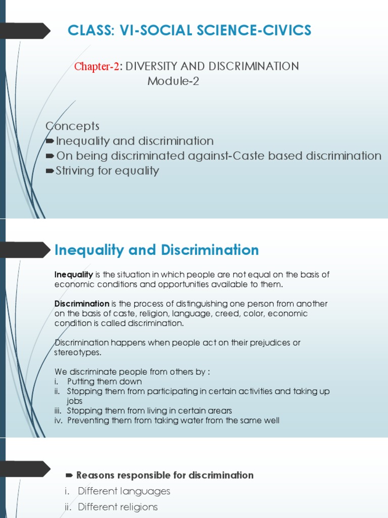 Class 6, Civics, l2 Diversity and Discrimination m2 PDF | PDF