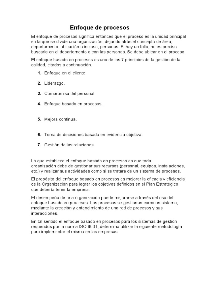 Enfoque de Procesos y Sistema Integrado | PDF