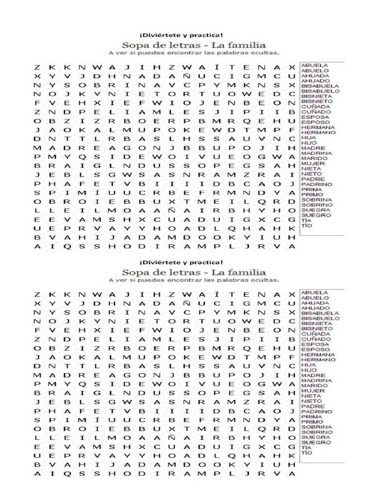 Familia Crucigrama | PDF
