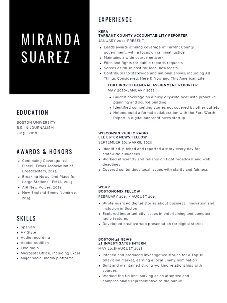 Miranda Suarez New Resume 1 | PDF | News | Communication
