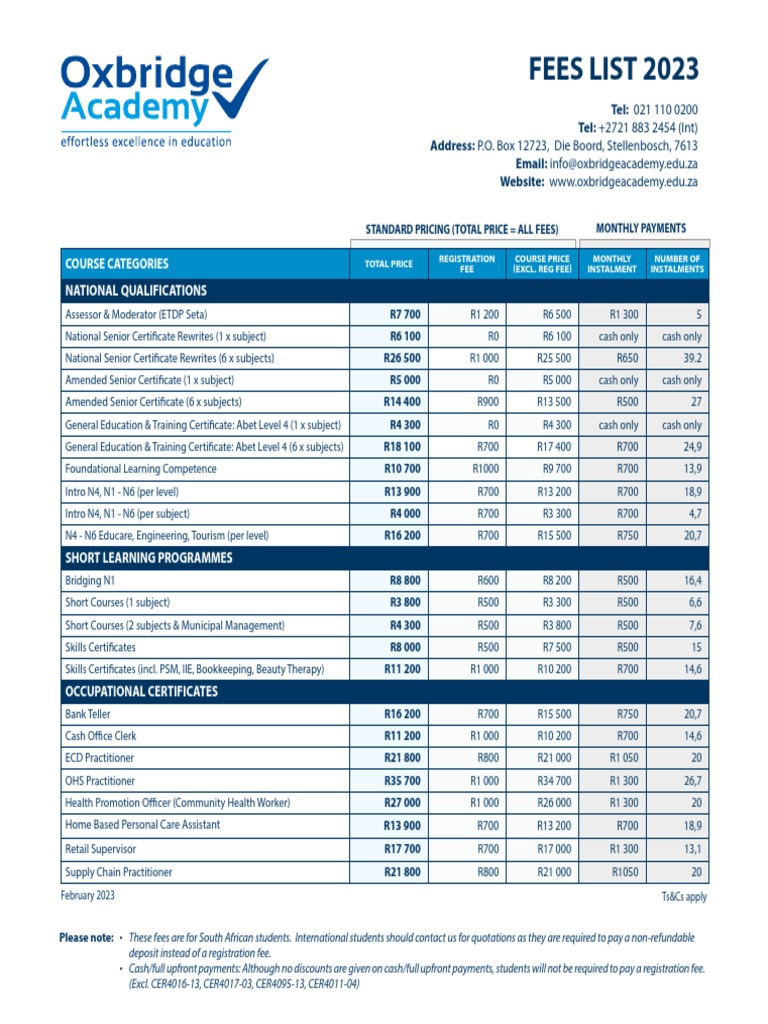 Fees List 2023 | PDF