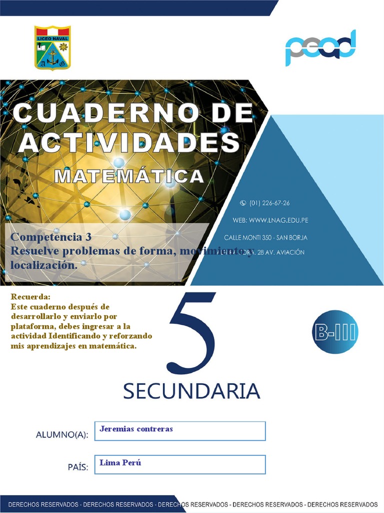 5 CA Mat 5sec c3 Iiibim 2022 | PDF | Elipse | Geometría Elemental