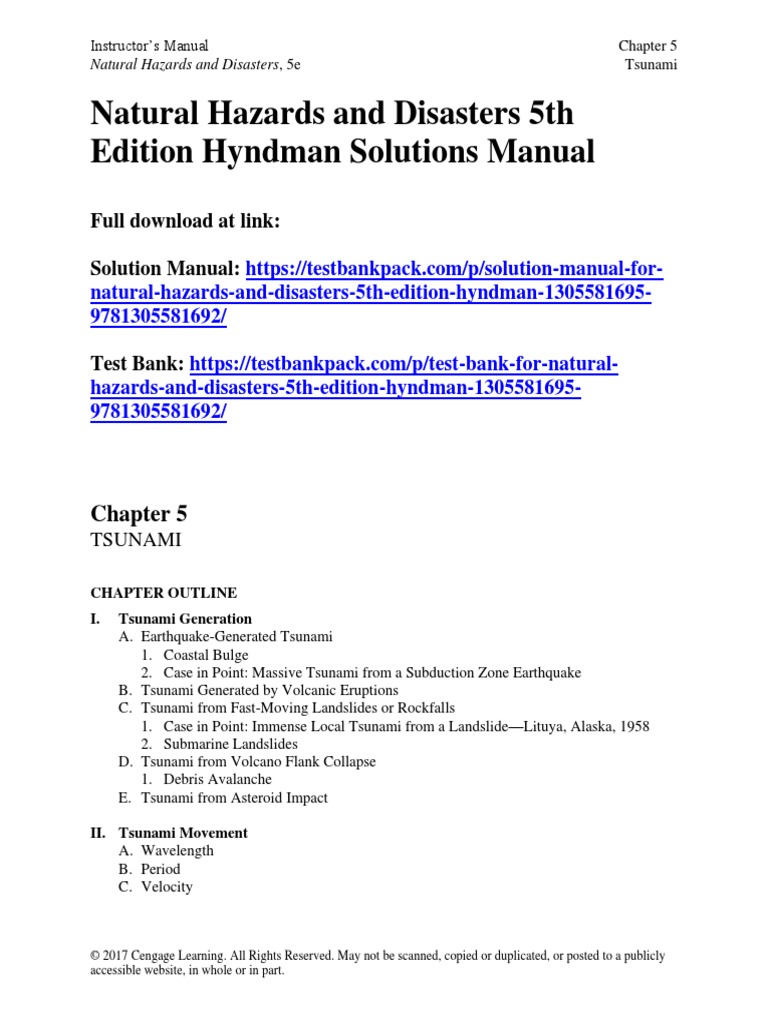 Natural Hazards and Disasters 5th Edition Hyndman Solutions Manual 1 ...