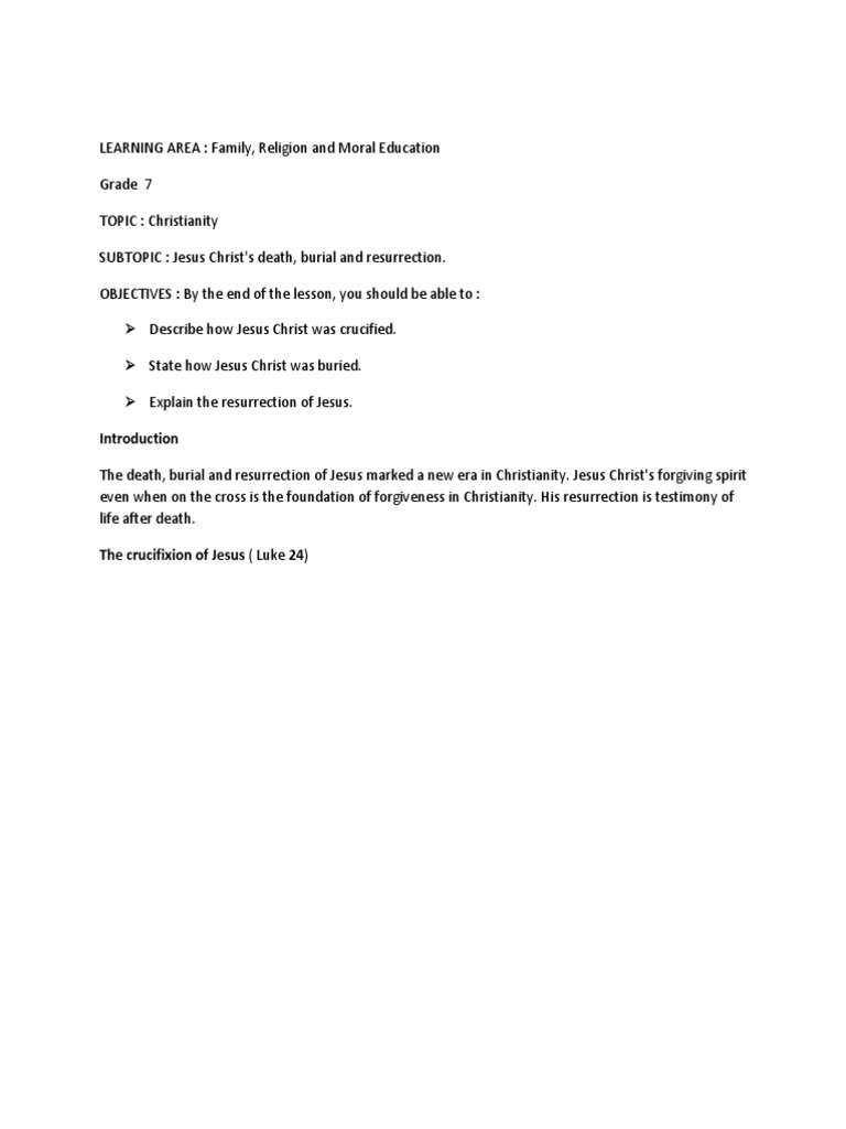 Jesus Christ's Death, Burial and Resurrection | PDF