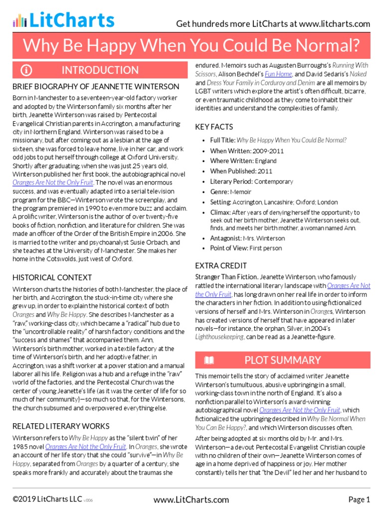 Why Be Happy When You Could Be Normal LitChart | PDF