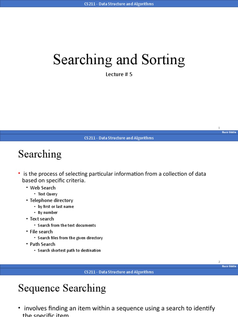 CS-211 Data Structure & Algorithms - Lecture5 | PDF CS-211 Data Structure & Algorithms - Lecture5 | PDF
