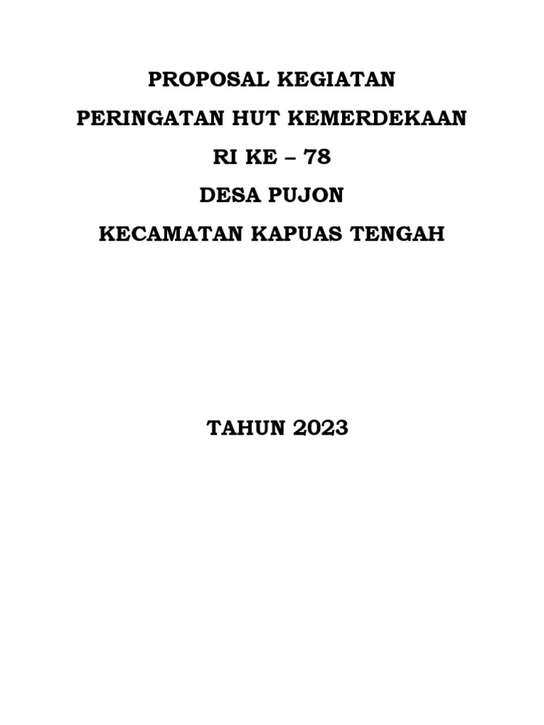 Proposal HUT RI ke-78 Desa Pujon | PDF
