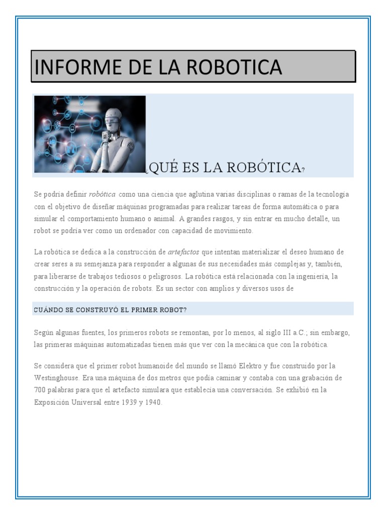 Informe de La Robotica | PDF