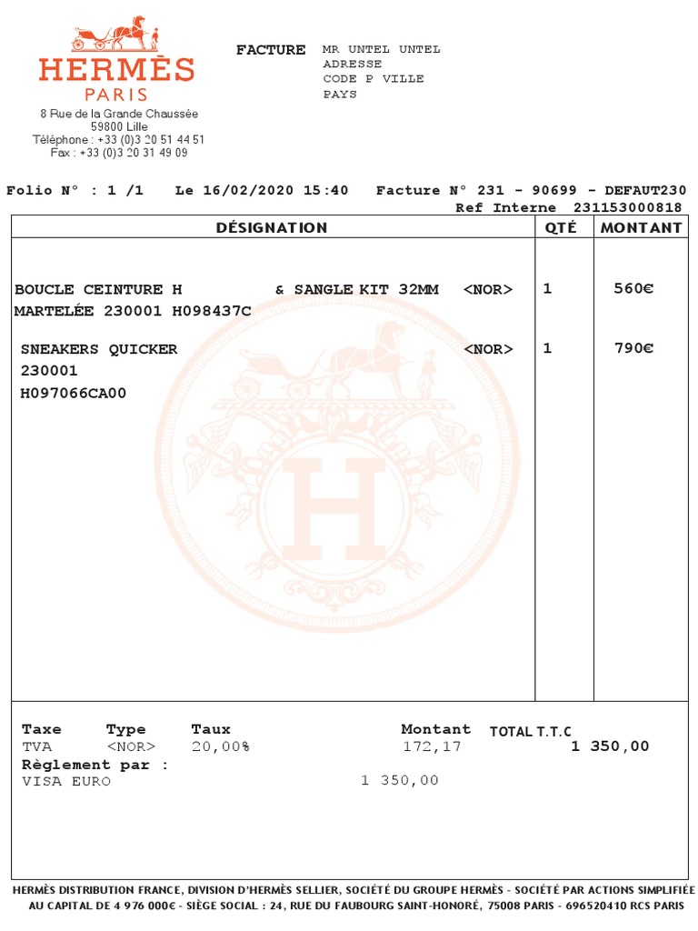 Facture Hermes | PDF