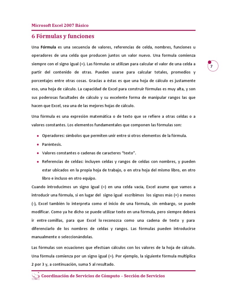 Sintaxis y Consideraciones para Escribir Formulas y Funciones | PDF