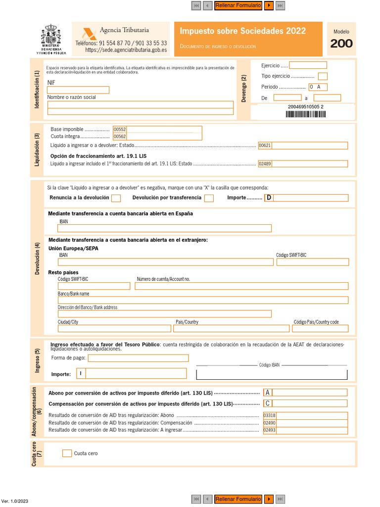 Modelo 200 2022 | PDF | Impuestos | Finanzas del gobierno