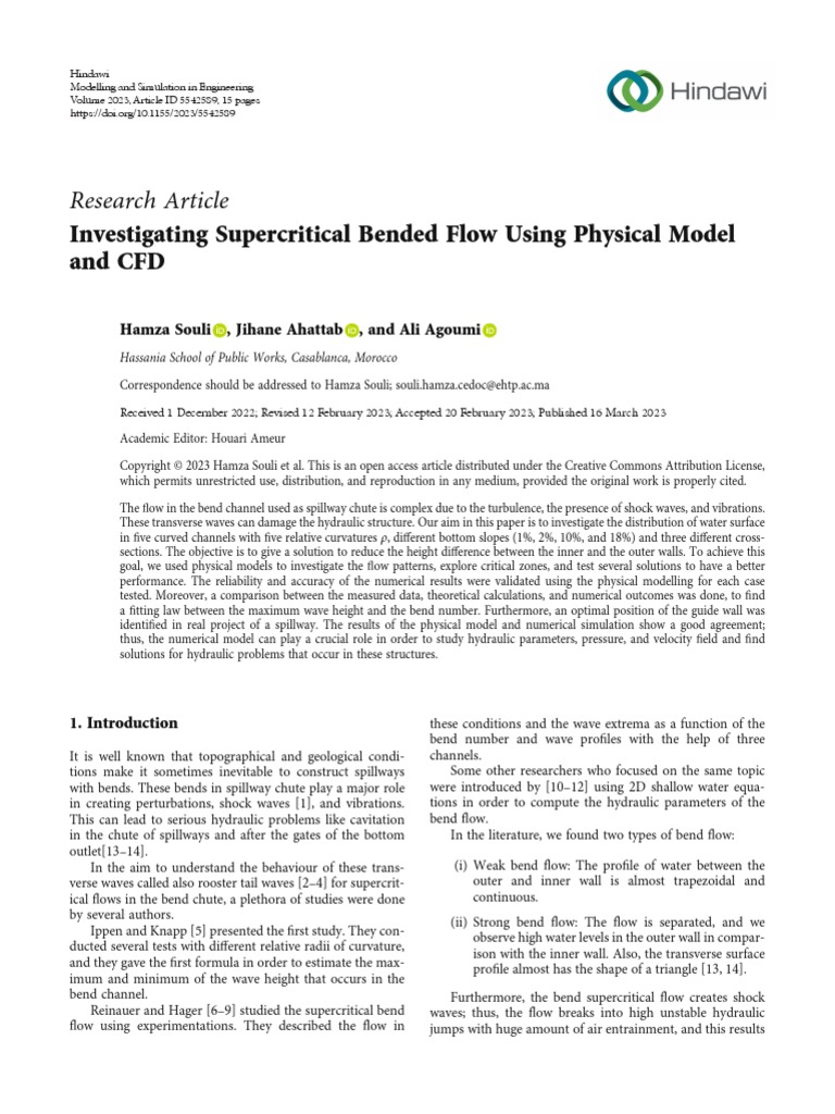 Research Article Investigating Supercritical Bended Flow Using Physical ...