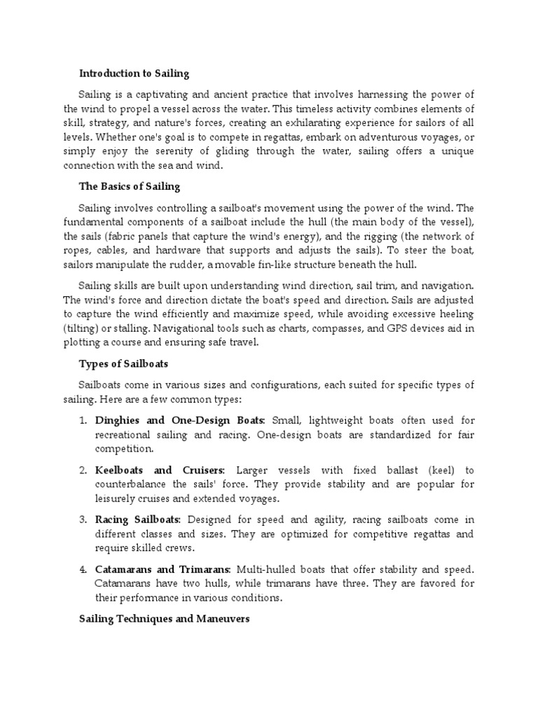 Introduction To Sailing | PDF
