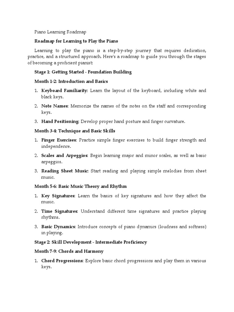 Piano Roadmap | PDF