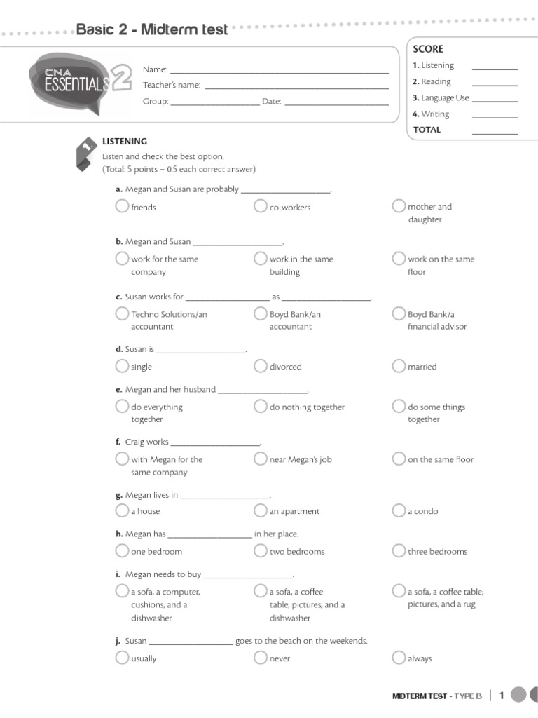 Basic 2 - Midterm Written Test - Tipo B | PDF