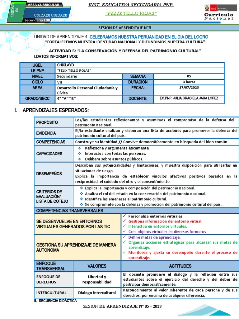 4º DPCC - Ses 5 Uni 4 - Sem 05 | Descargar gratis PDF | Aprendizaje | Modificación de comportamiento
