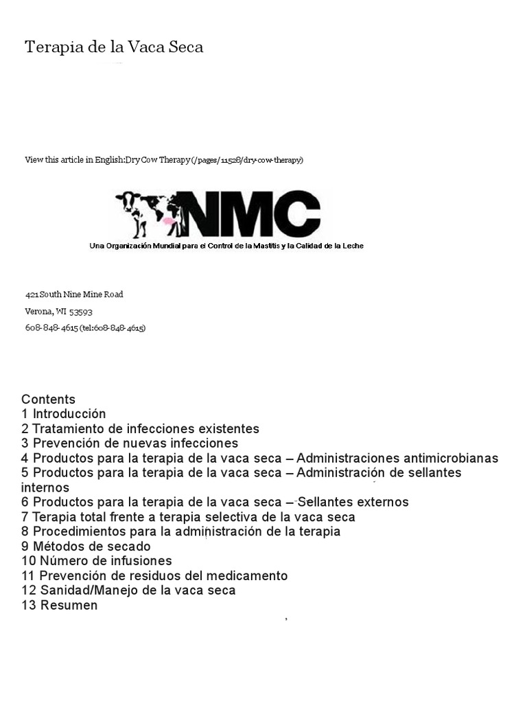 Terapia de la Vaca Seca: Guía Completa | PDF | Medicamentos con receta ...
