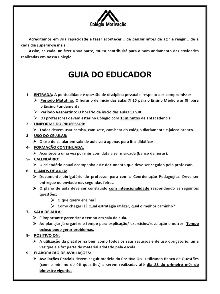 Guia Do Educador | PDF | Escolas | Pedagogia
