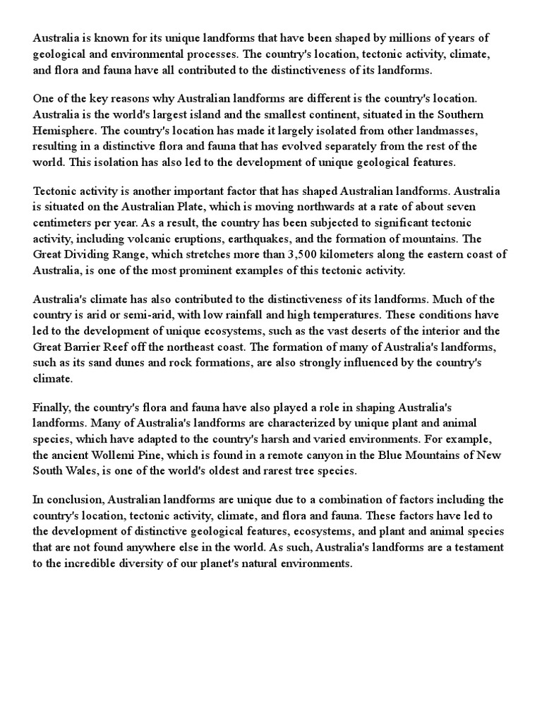 Australia's Unique Landforms | PDF